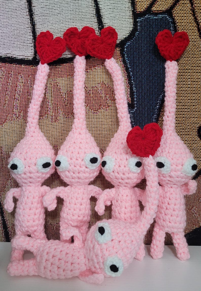 Handmade Pink Pikmin Crochet Plush With Heart – Valentine’s Day Gift - Etsy
