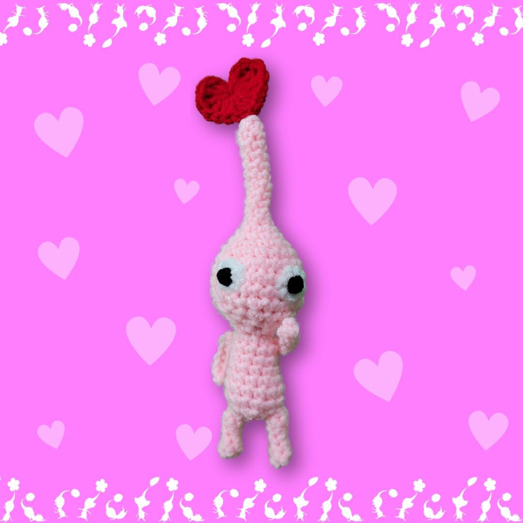 Handmade Pink Pikmin Inspired Crochet Plush With Heart – Couples Gift ...