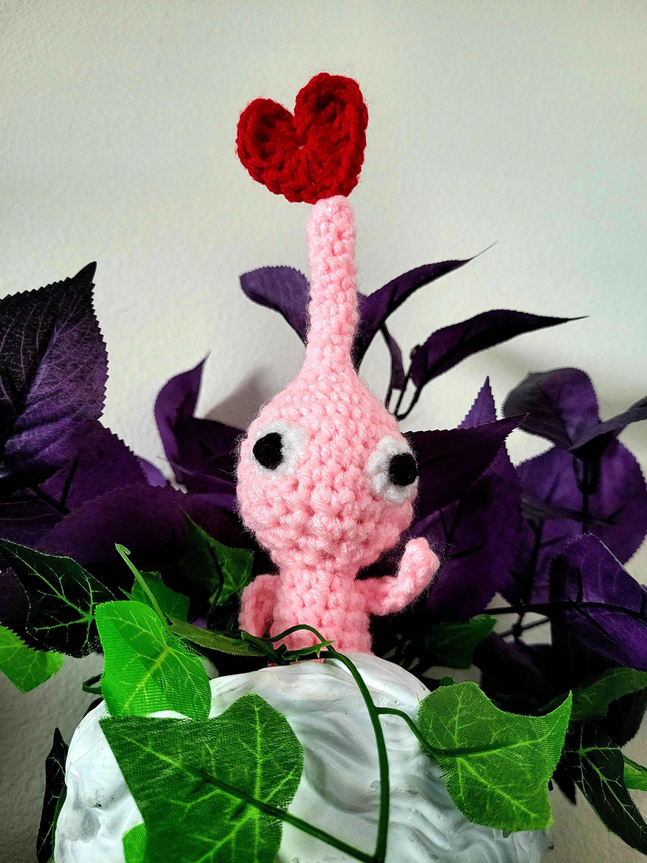 Handmade Pink Pikmin Crochet Plush With Heart Valentine's Day / Couples ...