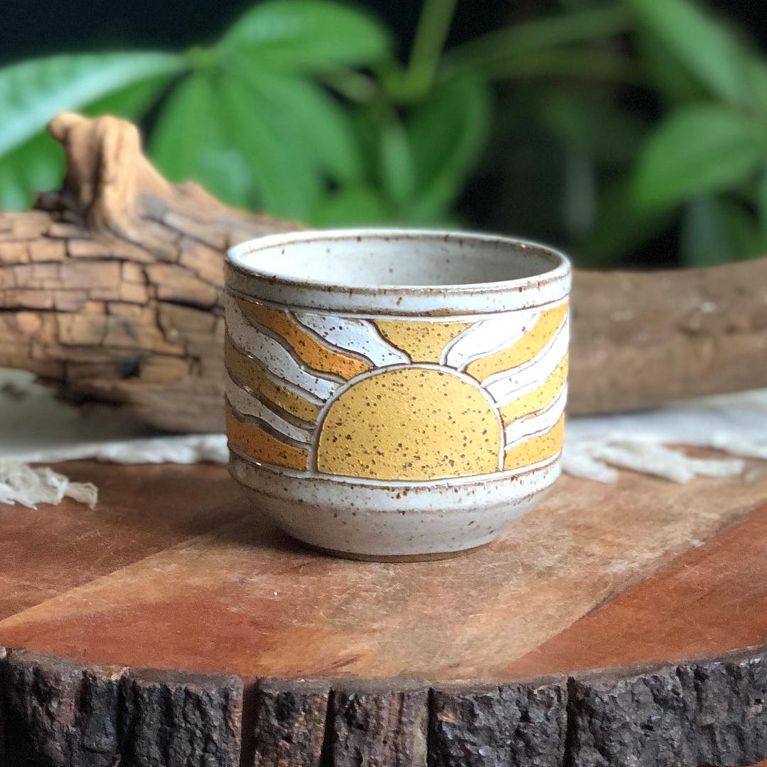 7 Oz Hand Painted Good Vibes Sunshine Sipper. Speckled Clay Pottery ...