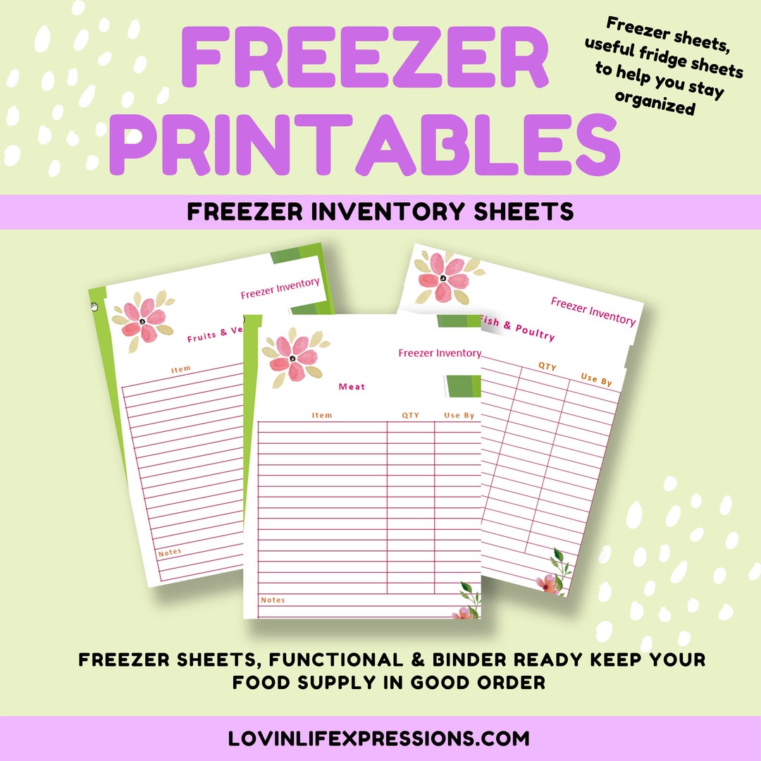 Freezer Sheets, Reminder Food Binder Inventory Tracker, Simple ...
