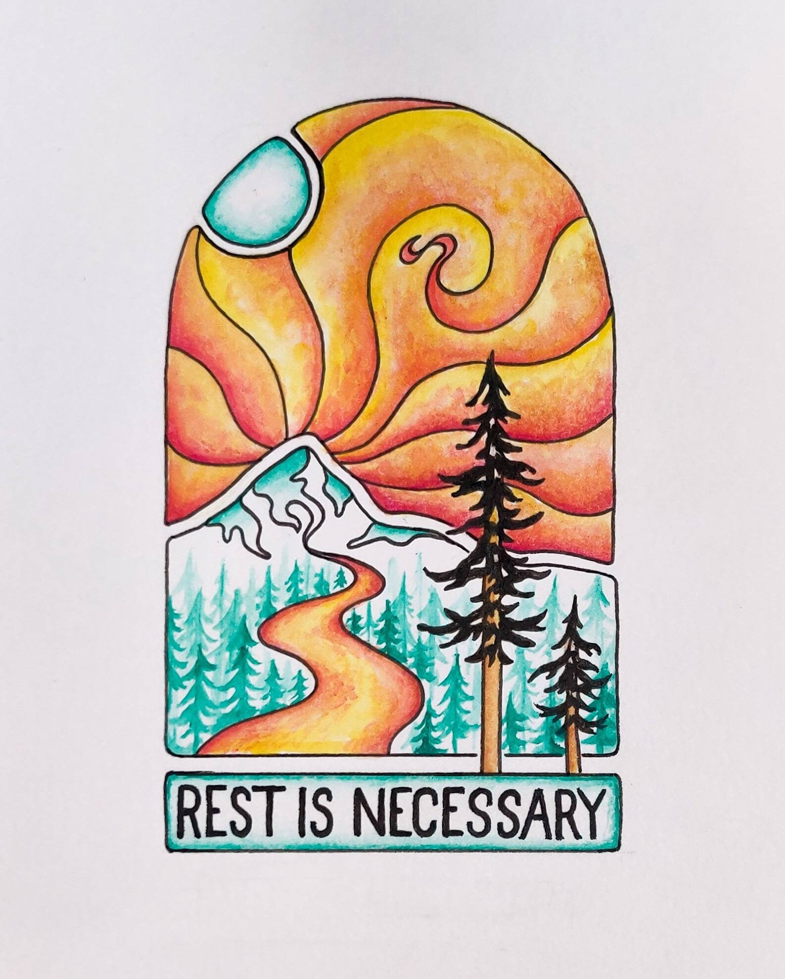 Rest is Necessary Vinyl Sticker Art Hiking Forest Lover - Etsy