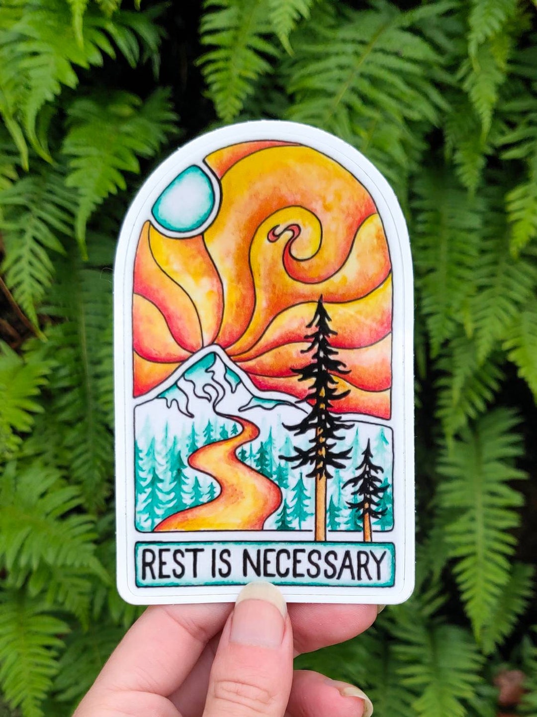 Rest is Necessary - Vinyl Sticker Art - Hiking Forest Lover Climate ...
