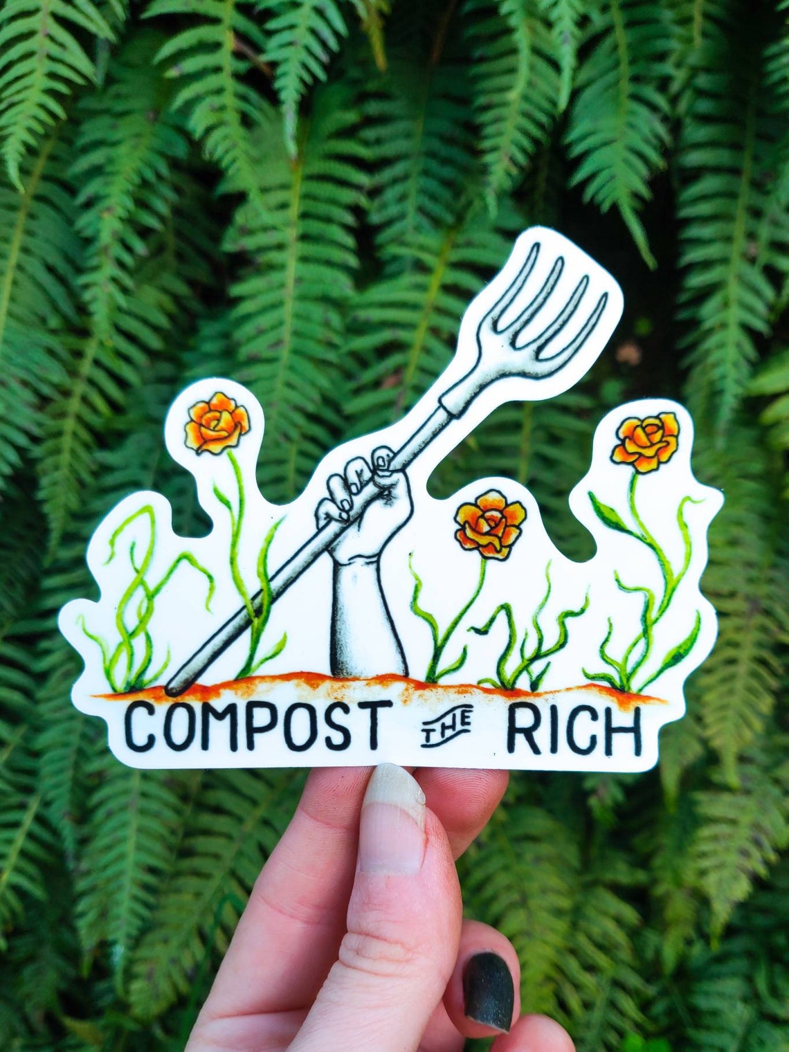Compost the Rich Vinyl Sticker Art Farmer Activist - Etsy