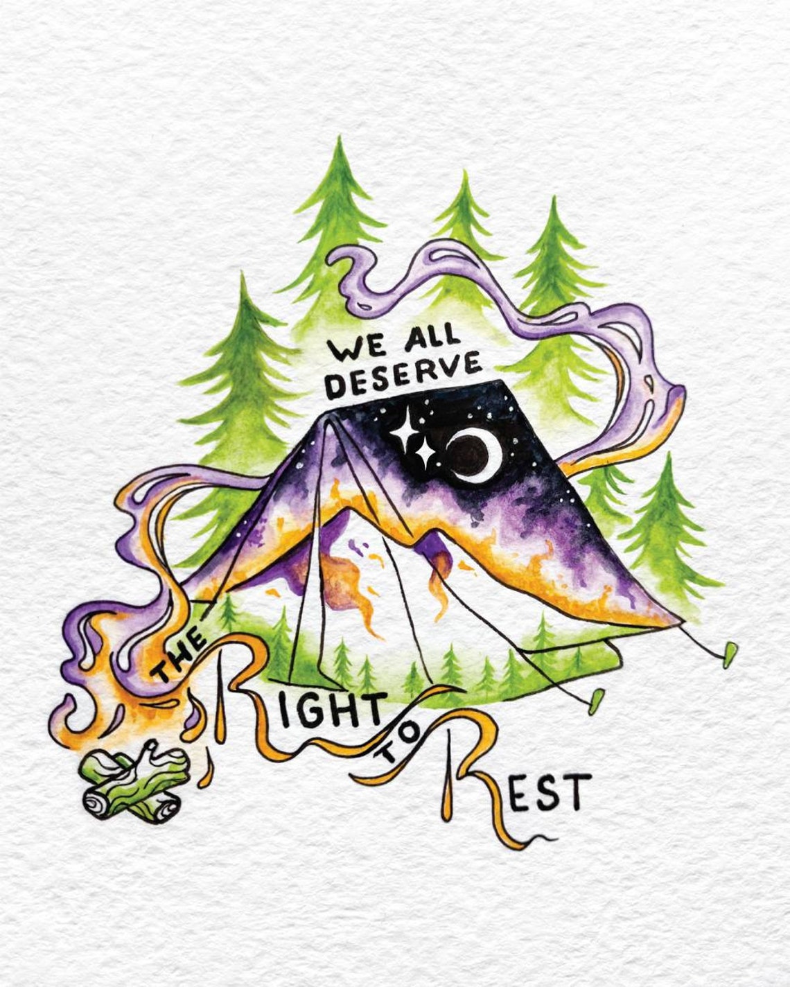 Right to Rest Vinyl Sticker Art Mountain Forest Homeless | Etsy