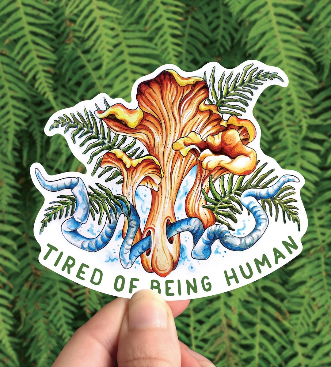 Chanterelle Worm Vinyl Sticker Art Mushroom Dreams Tired of Being Human ...