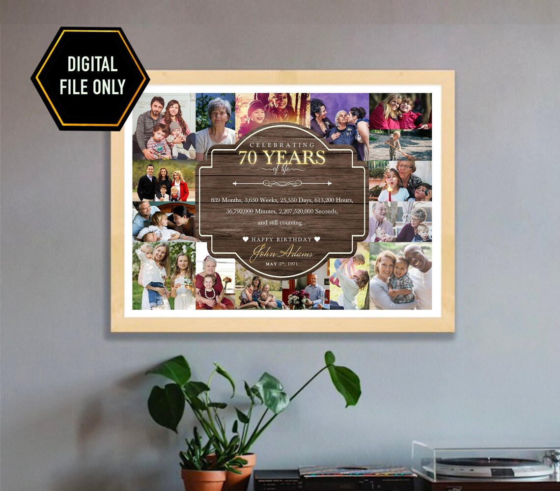 70th Birthday Gift 70th Photo Collage 70th Bday Ideas 70th - Etsy