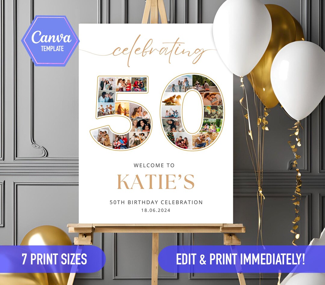 50th Birthday Sign Photo Collage, 50th Bday Ideas, 50th Birthday ...