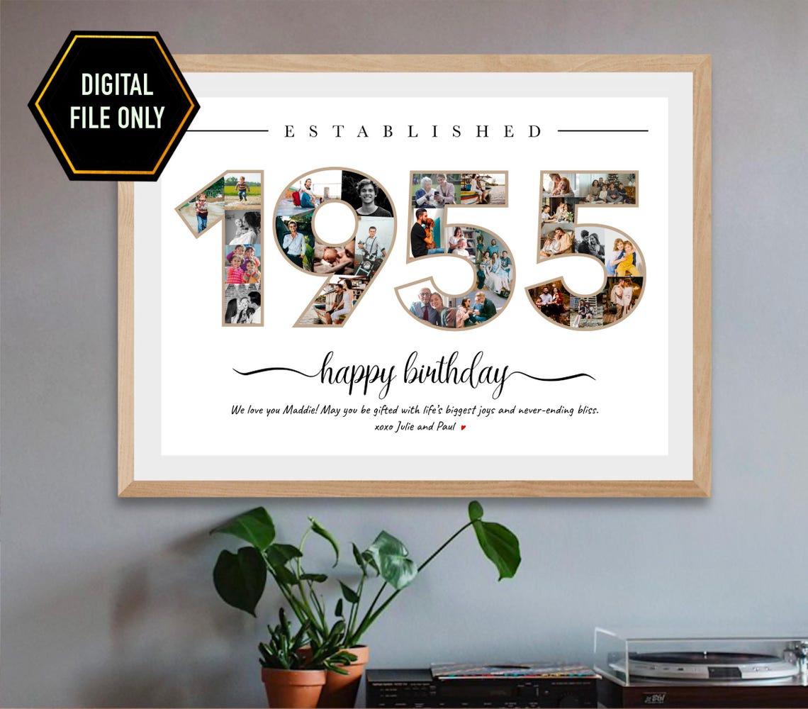 70th Birthday Photo Collage Gift, Established 1955 (digital File) - Etsy