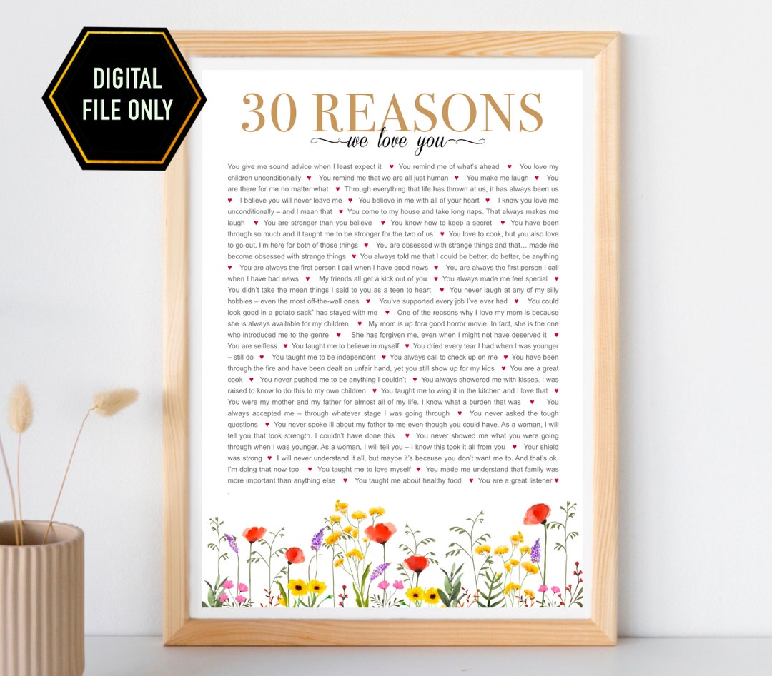 30 Reasons We Love You, 30th Birthday Gift, 30 Things That We Love ...