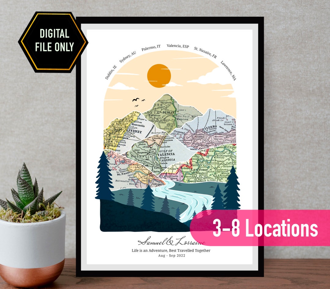 Personalized Adventure Map, Valentine Gifts, Travel Journey Map ...