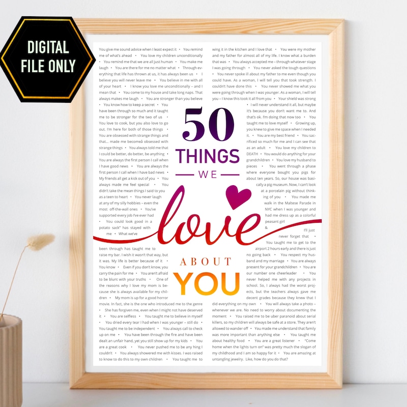 50 Things We Love About You - Etsy