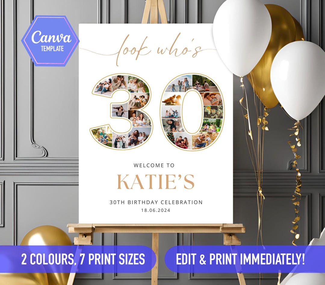 Look Who's 30th Birthday Sign Photo Collage Ideas, 30th Birthday ...