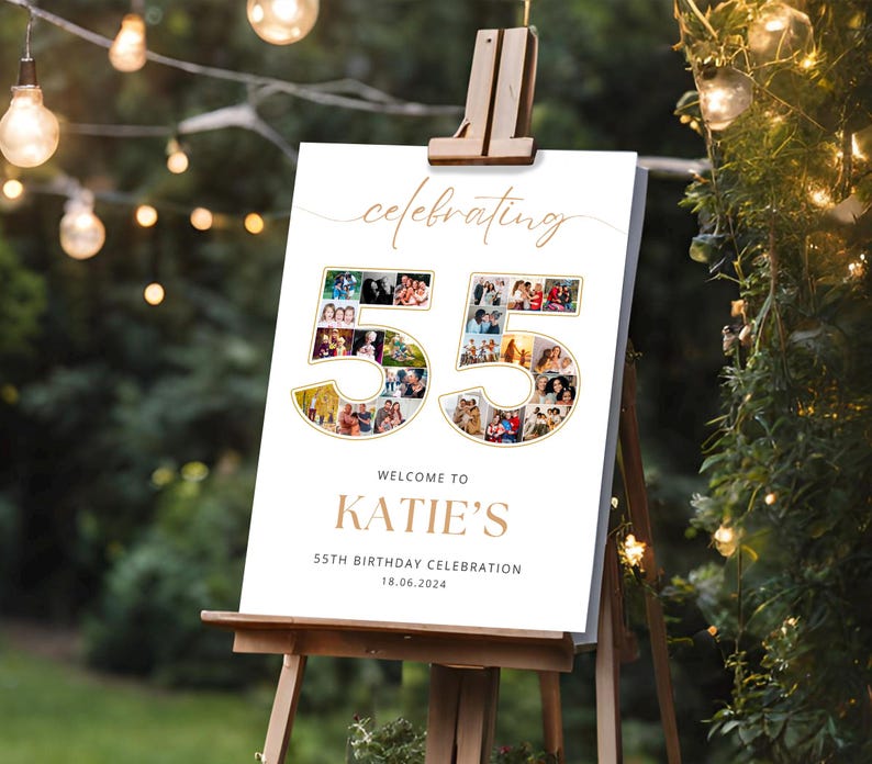 55th Birthday Sign Photo Collage, 55th Bday Ideas, 55th Birthday ...