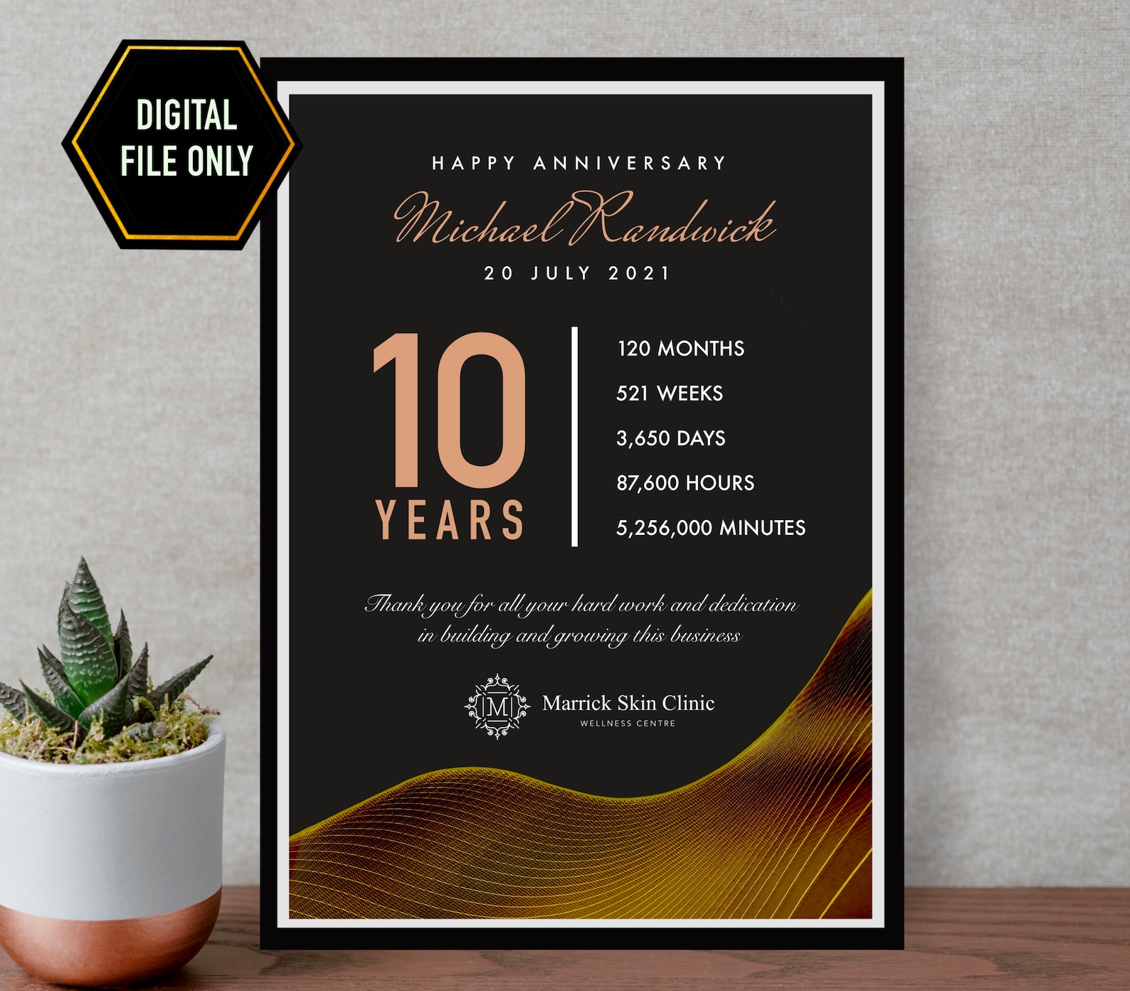 10th Work Anniversary Print 10 Year Employee Gift Work - Etsy