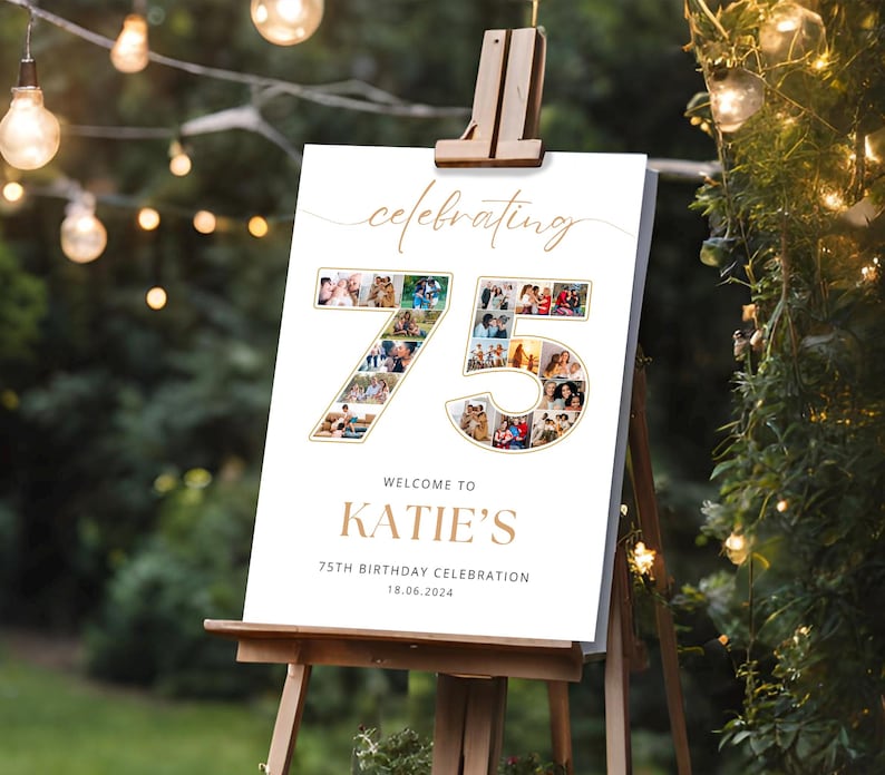 75th Birthday Sign Photo Collage, 75th Bday Ideas, 75th Birthday ...