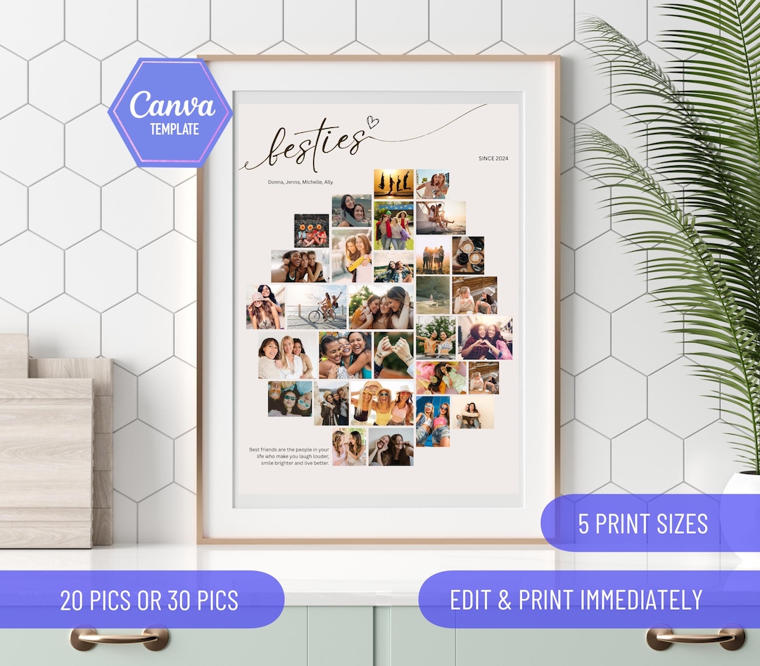 Besties Gift, Bestie Photo Collage, Best Friends Gift, Friendship ...