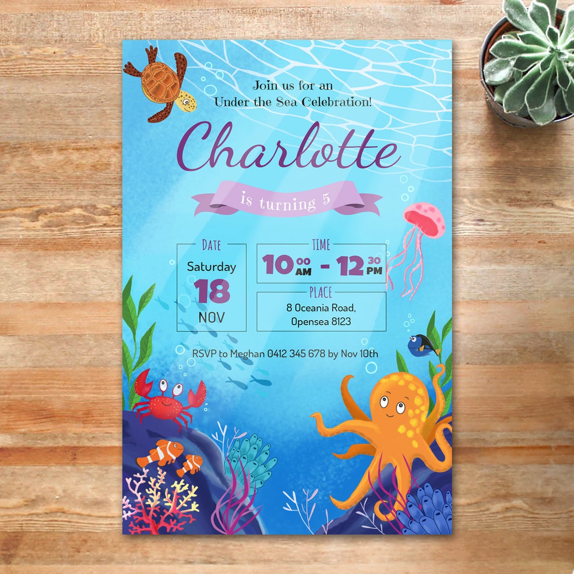 Under the Sea Invitation Ocean Birthday Invite Sea Creature | Etsy