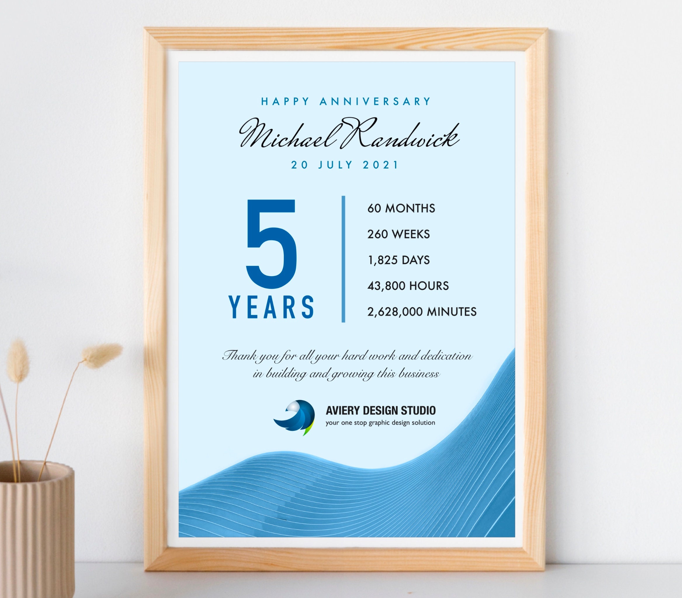 5th Work Anniversary Print 5 Year Employee Gift Work - Etsy UK