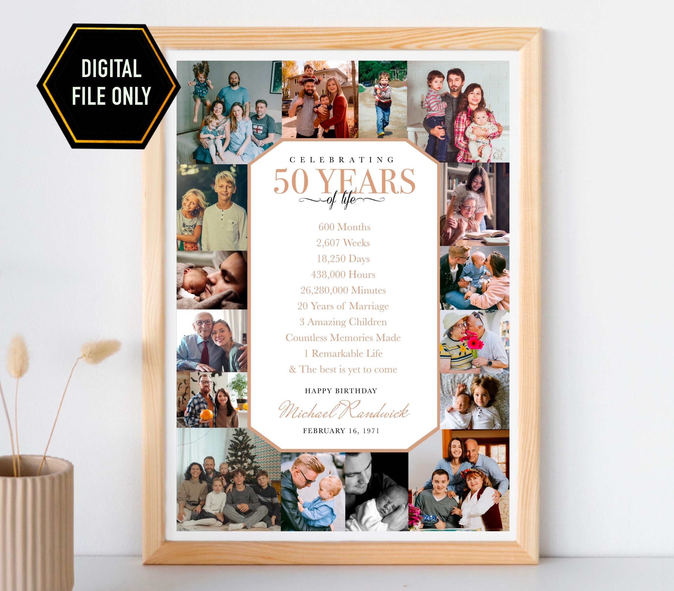 50th Birthday Gift, 50th Photo Collage, 50th Bday Idea, 50th Birthday ...