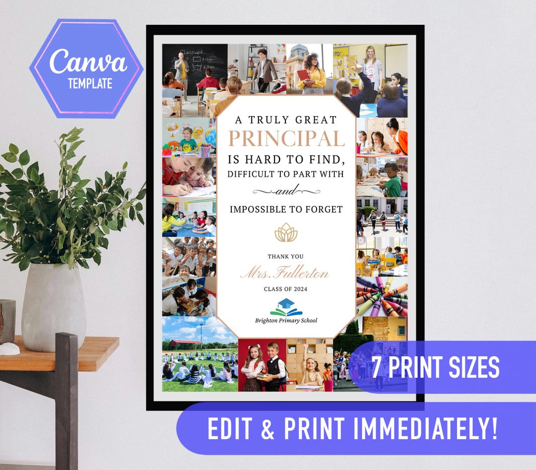 Principal Farewell Gifts, Editable Photo Collage, Teacher Template ...