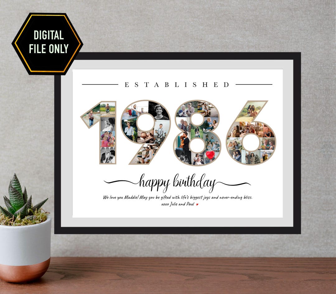 40th Birthday Photo Collage Gift, 1986 Printable (digital File Only) - Etsy