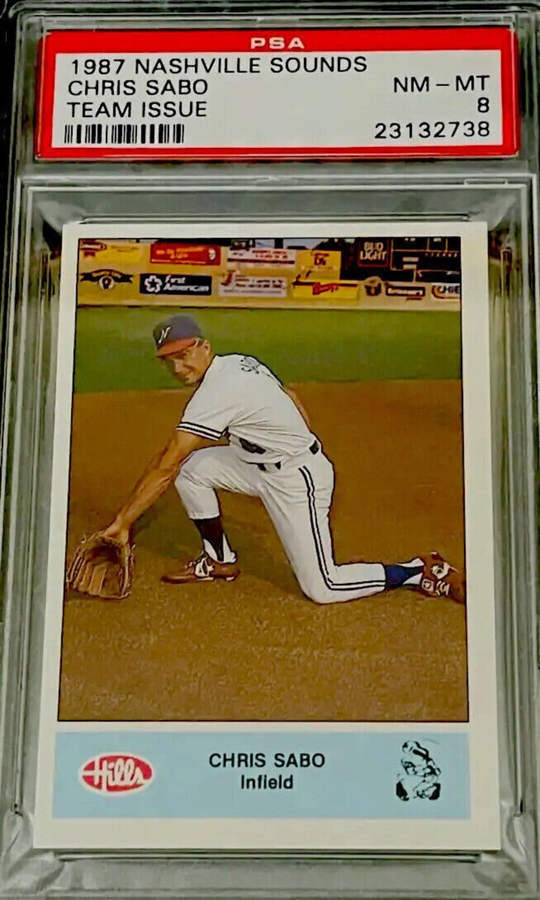 1987 Nashville Sounds Chris Sabo Team Issue Baseball Card NM - MT PSA 8 ...