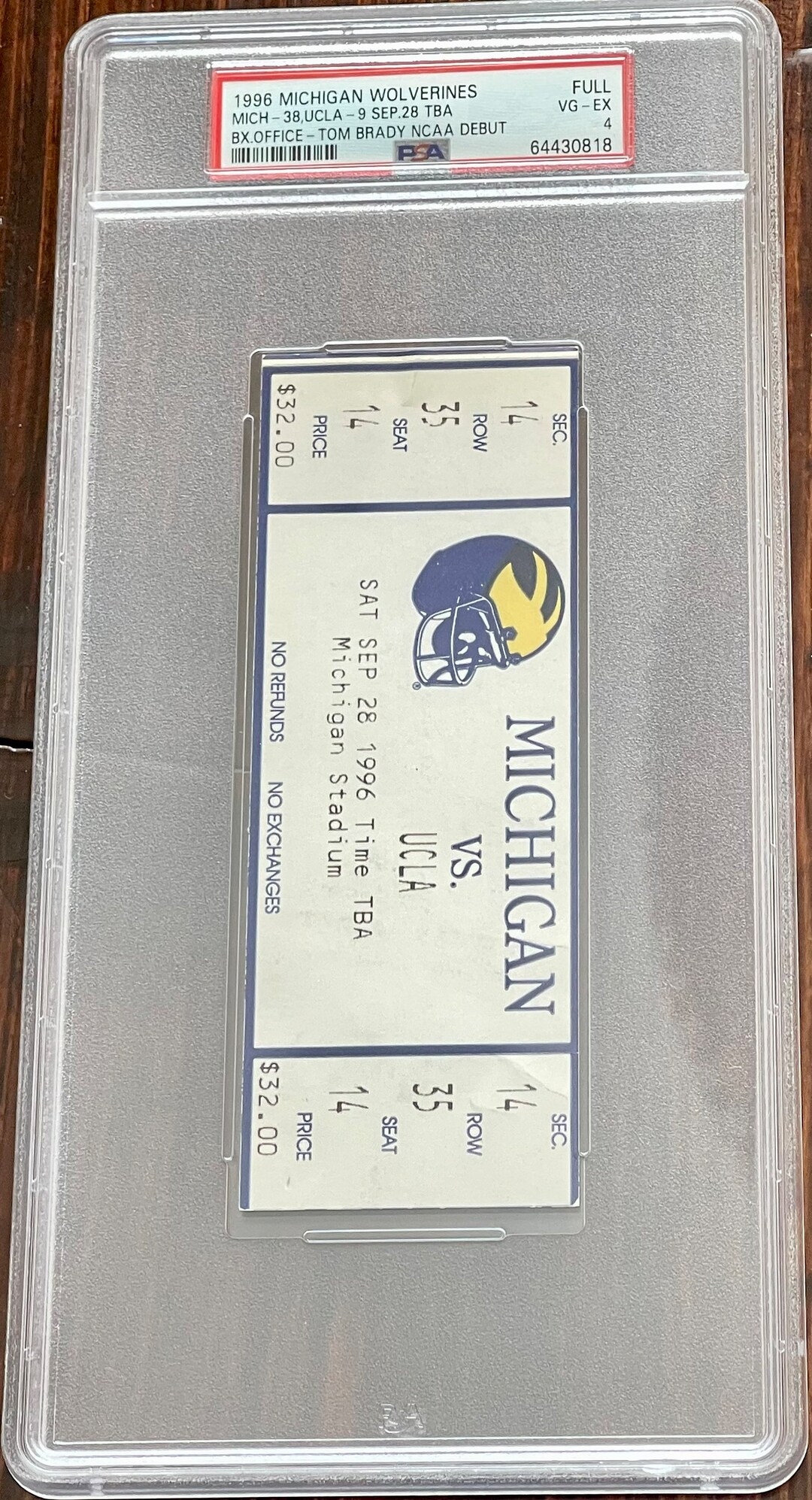 Tom Brady September 28 1996 NCAA College Debut University of Michigan ...