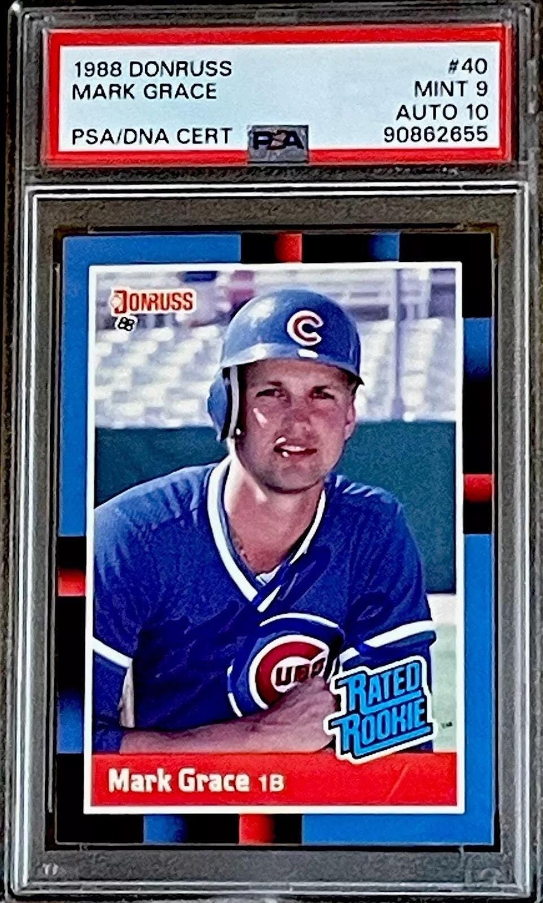 1988 Donruss #40 Mark Grace Cubs Signed Rookie Card RC PSA 10 Auto ...