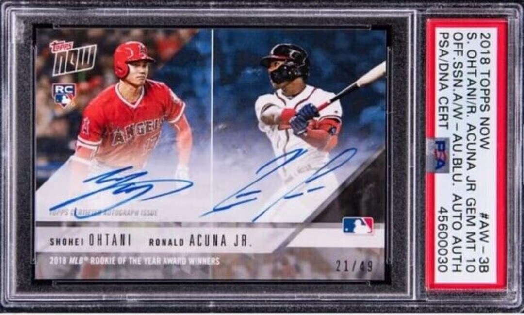2018 Shohei Ohtani Ronald Acuna Dual Auto Topps Now AW-3B Rookie RC /49 ...