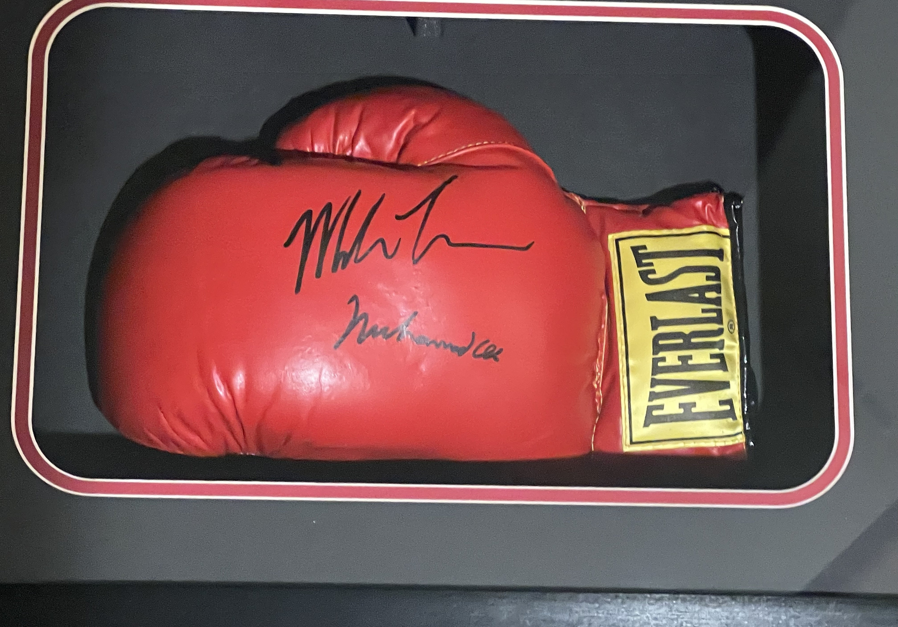 Muhammad Ali & Mike Tyson Dual Signed Framed Boxing Glove Shadow Box ...