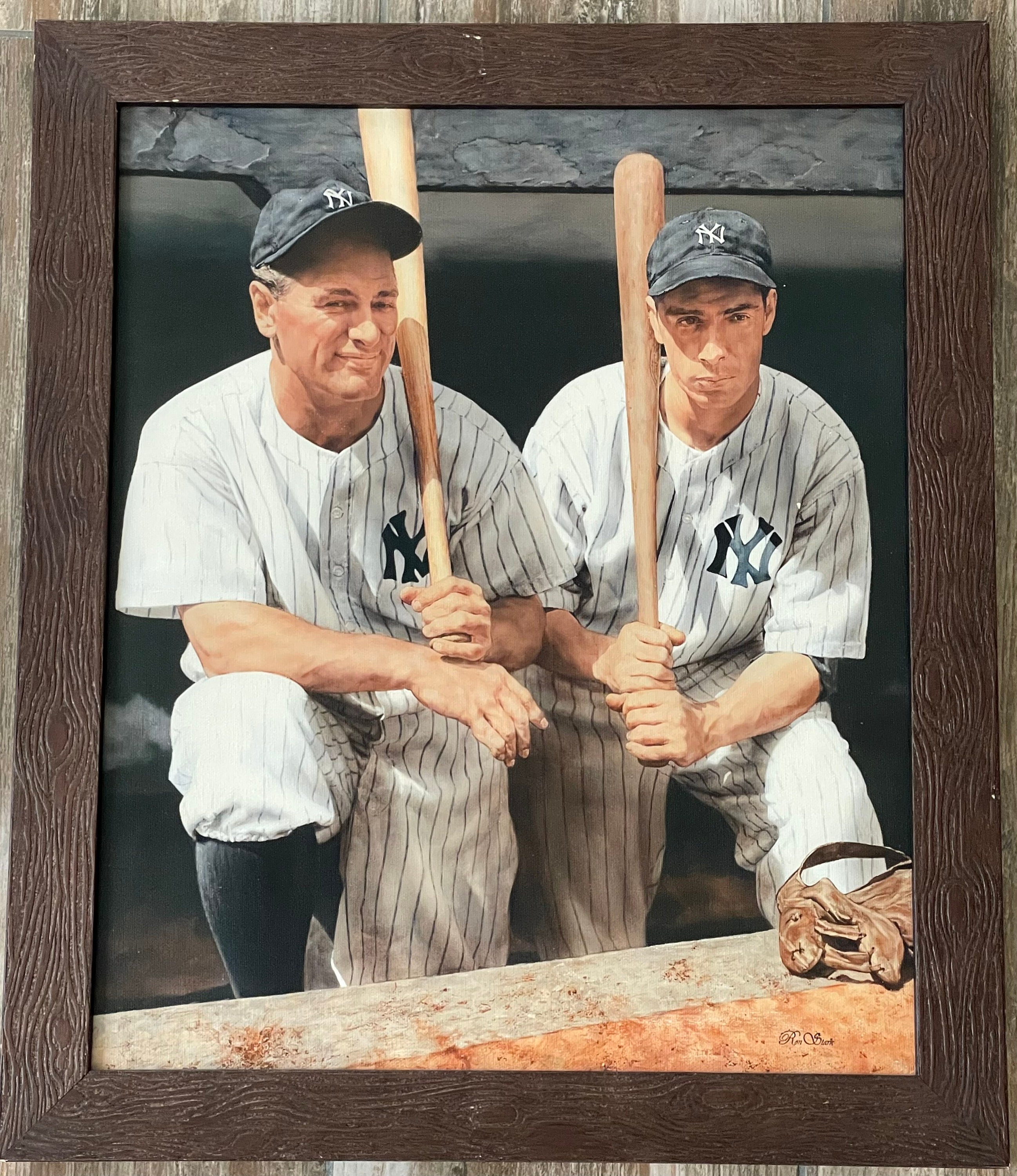 Lou Gehrig & Joe Dimaggio Ron Stark Canvas Painting Print Framed - Etsy