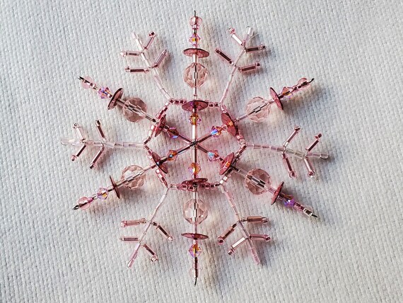 Pink Ice Crystal Snowflake Ornament Suncatcher | Etsy