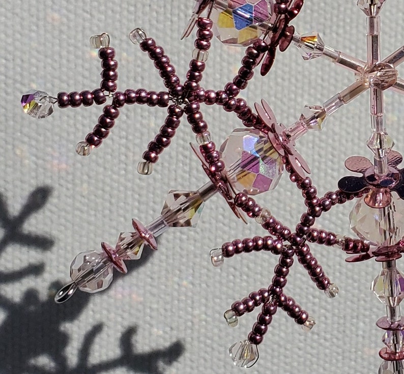 Pink Ice Crystal Snowflake Ornament Suncatcher - Etsy