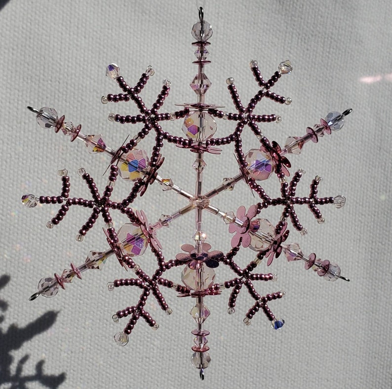 Pink Ice Crystal Snowflake Ornament Suncatcher - Etsy