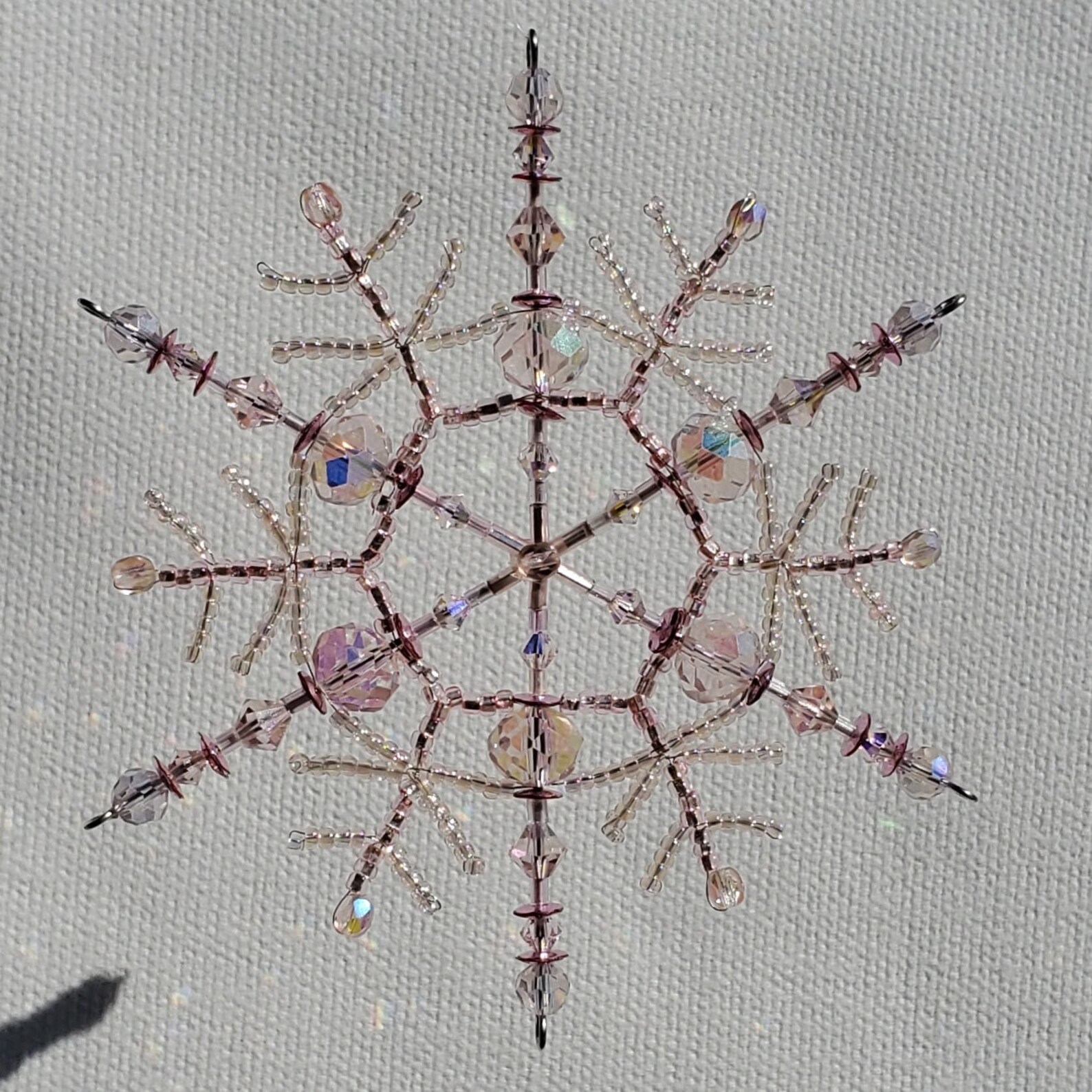 Pink Ice Crystal Snowflake Ornament Suncatcher - Etsy