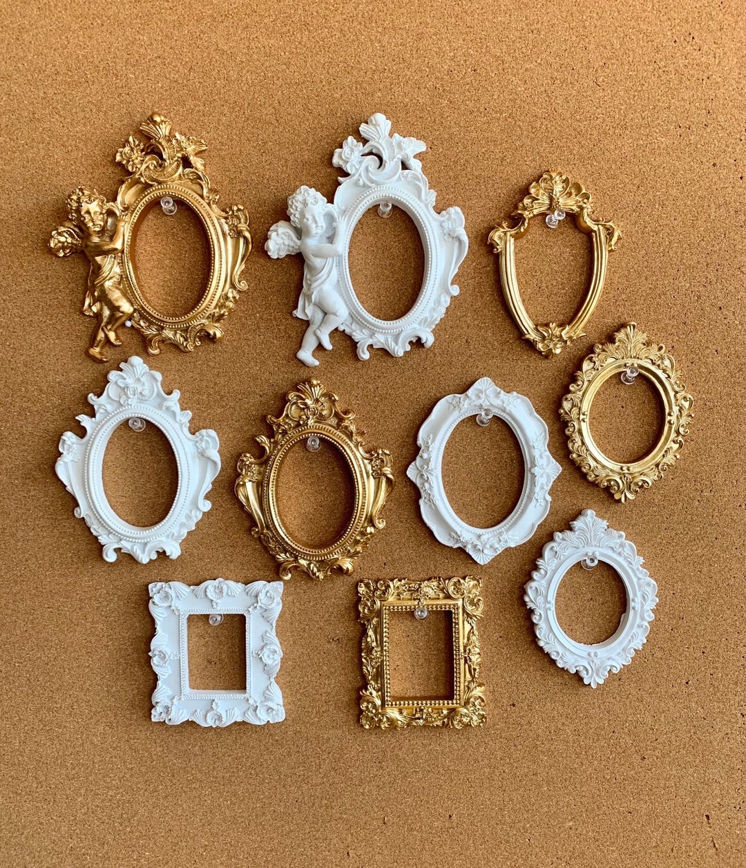 Victorian Mini Frames, Maximalist Decor Vintage, Gold White Frame Set ...