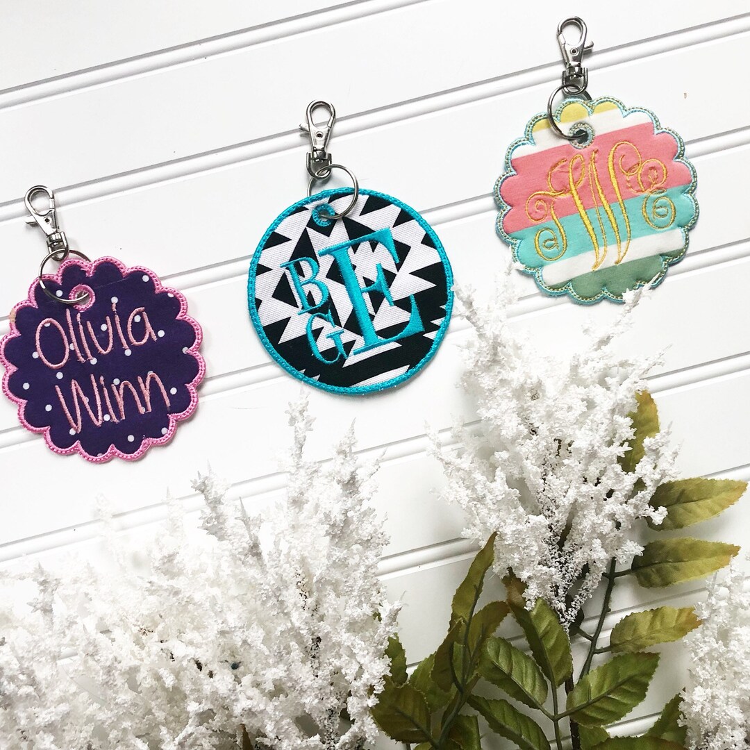Embroidered Bag Tags, Monogrammed Backpack Tag, Lunchbox Keychain ...