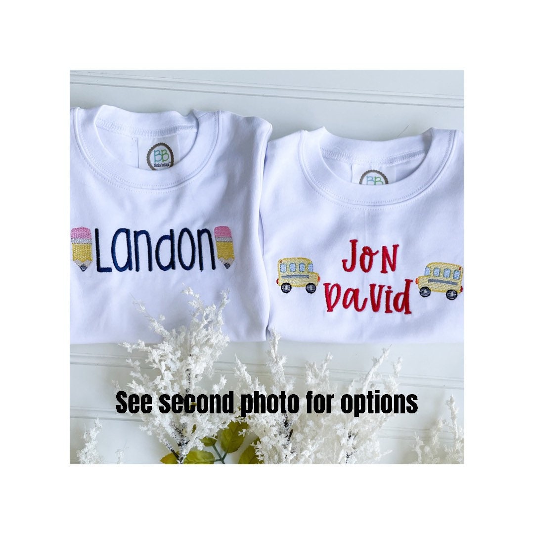 Monogrammed Back to School Shirt, First Day of School Tee, Embroidered ...
