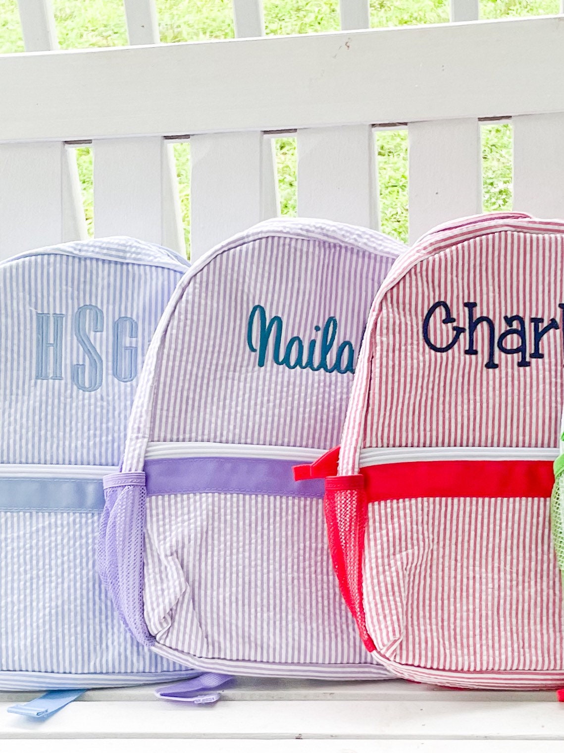 Toddler Backpack, Seersucker Backpack, Monogrammed Backpack, Baby Book ...