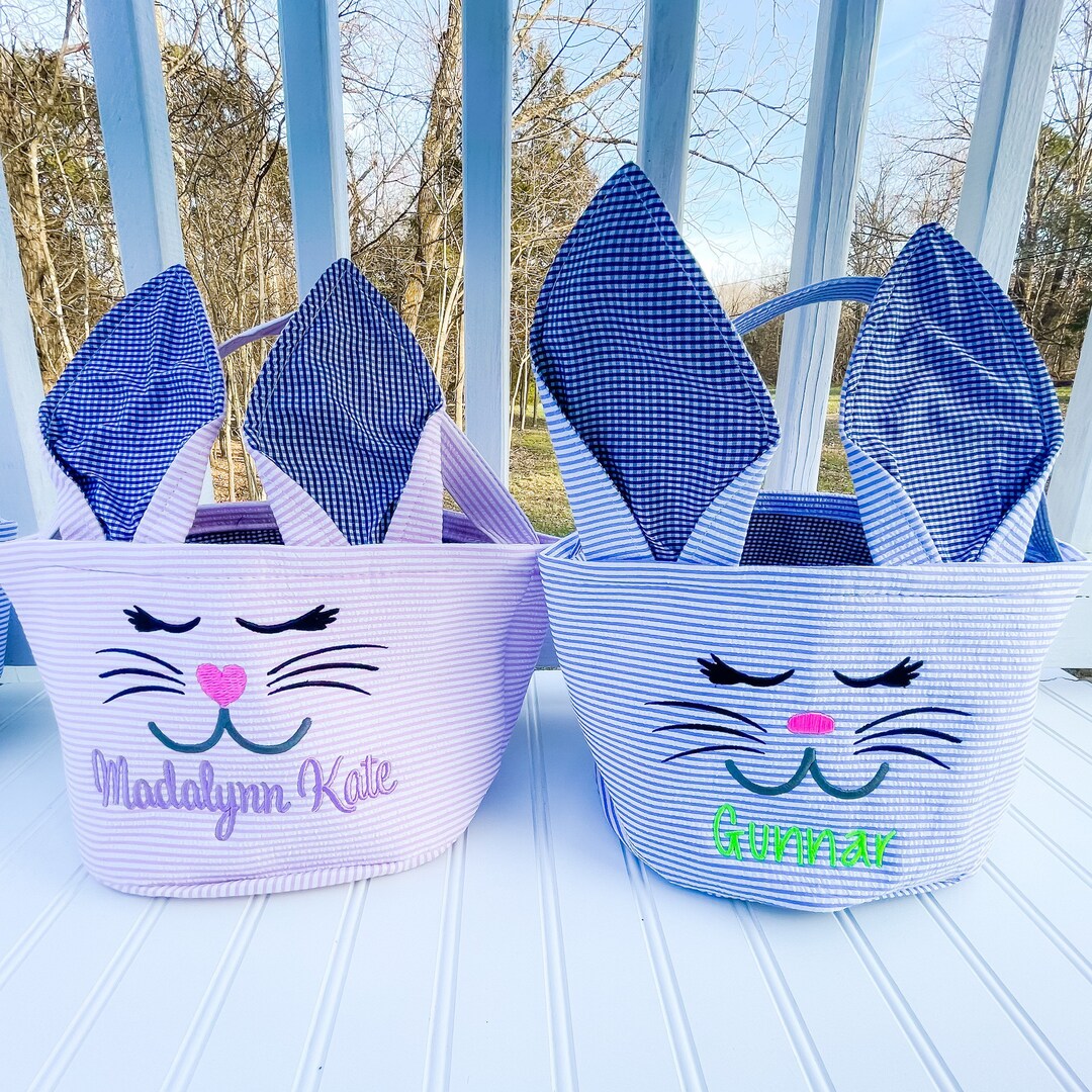 Personalized Easter Bunny Basket, Personalized Egg Hunting Basket - Etsy