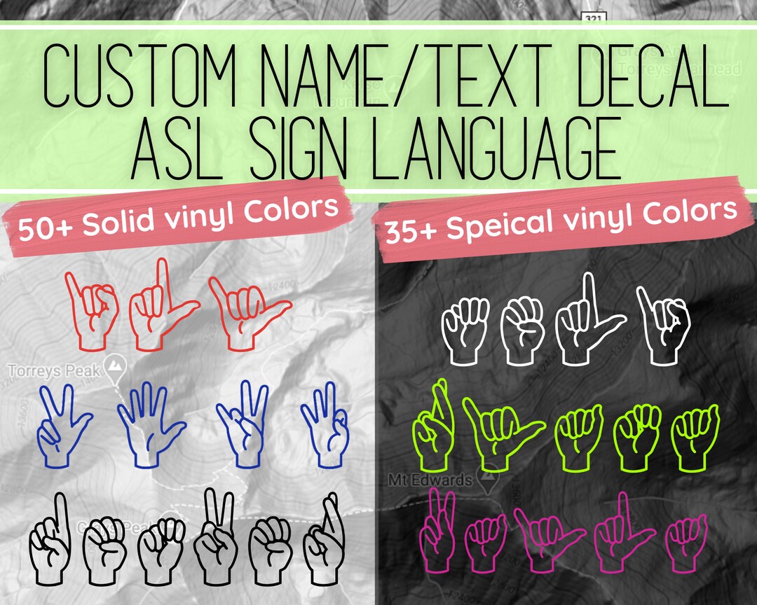 ASL Name ASL Word Asl Sign Language Name ASL Sticker Name - Etsy