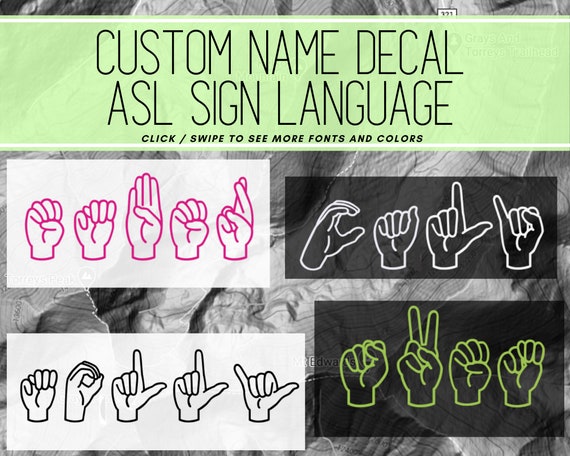 ASL Name ASL word asl sign language name ASL sticker Name | Etsy