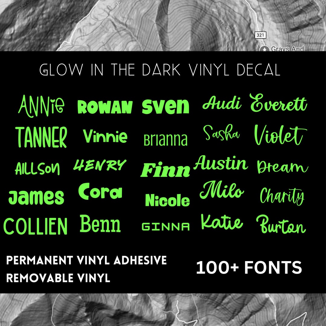 Custom Glow in Dark Vinyl Decal, Personalized Name - Etsy