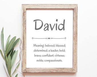David Baby Name Meaning Printable Baby Names Nursery Sign Boy Names ...