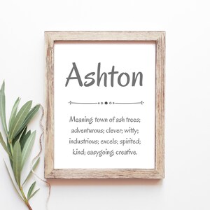 Ashton Baby Name Meaning Baby Names Nursery Sign Boy Names Printables ...