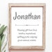 Jonathan Baby Name Meaning Baby Names Nursery Sign Boy Names Printables ...
