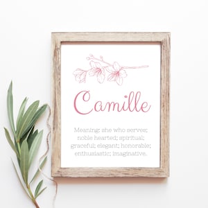 Camille Baby Name Meaning Baby Names Nursery Sign Girl Names Printables ...