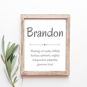 Brandon Baby Name Meaning Baby Names Nursery Sign Boy Names Printables ...