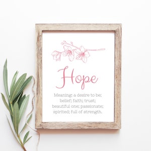 Hope Baby Name Meaning Baby Names Nursery Sign Girl Names Printables ...